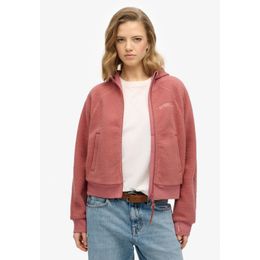 Kapuzensweatjacke Superdry "ACTIVE TECH FLEECE FULL ZH", Damen, Gr. XXL, rot (witherot rose), Pl&uuml;sch, Obermaterial: 100% Polyester, bedruckt, relaxed fit h&uuml;ftlang, hoch geschlossener Ausschnitt, Rippb&uuml;ndchen, Sweatjacken Kapuzensweatjacke, mit tollen Teilungsn&auml;hten