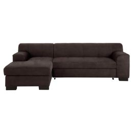 Ecksofa Home Affaire "Falk klare Linien, elegant und zeitlos, L-Form", braun (mocca), B:262cm H:77cm T:159cm, Sofas, Ecksofa, mit Federkern und wahlweise mit Bettfunktion