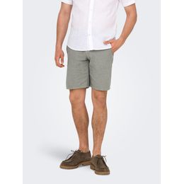 Only & Sons Chinoshorts ONLY & SONS "ONSMARK 0011 COTTON LINEN SHORTS NOOS", Herren, Gr. XXL, N-Gr, grau (castor gray), Web, Obermaterial: 73% Baumwolle, 25% Leinen, 2% Elasthan, unifarben, regular fit kniefrei, Hosen Chinoshorts