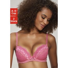 Balconette-BH Petite Fleur, Damen, Gr. 70, Cup A, pink (pink, wei&szlig;), Spitze, Obermaterial: 90% Polyamid, 10% Elasthan, BHs Balconette-BH, mit h&uuml;bscher Spitze, Dessous, Topseller