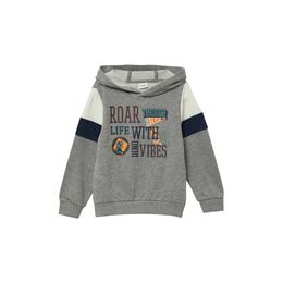 Sweatshirt s.Oliver JUNIOR, Jungen, Gr. 128/134, grau melange, Sweatware, Obermaterial: 81% Baumwolle, 10% Viskose, 9% Polyester, bedruckt, meliert, regular fit normal, ohne Ausschnitt, Rippb&uuml;ndchen, Sweatshirts Sweatshirt, mit Print