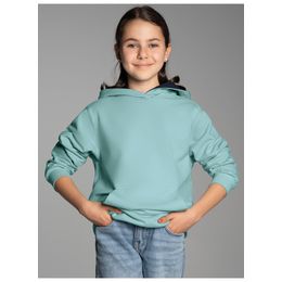Kapuzensweatshirt TRIGEMA "TRIGEMA Hoodie in leichter Sweat-Qualit&auml;t", M&auml;dchen, Gr. 116, gletscher, Sweatware, 50% Baumwolle, 50% Polyester, Basic, ohne Ausschnitt, Sweatshirts Kapuzensweatshirt