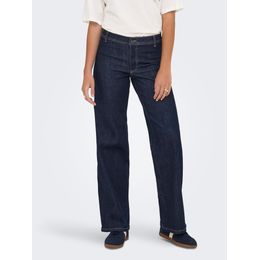 Jacqueline de Yong Weite Jeans JDY "JDYVANESSA MIDWAIST WIDE JEANS DBD DENIM", Damen, Gr. XS (34), L&auml;nge 30, blau (dunkelblau denim), Denim/Jeans, Obermaterial: 98% Baumwolle, 2% Elasthan, unifarben, Jeans Weite Jeans
