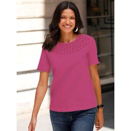 Kurzarmshirt Classic Basics "Kurzarm-Shirt", Damen, Gr. 48, pink (fuchsia), 100% Baumwolle, unifarben, Rundhals, Shirts Kurzarmshirt