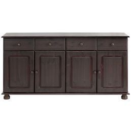 Sideboard OTTO HOME "Mette", braun (dunkelbraun), B:156cm H:77cm T:34cm, MDF, Massivholz, Sideboards, Sideboard, Kommode aus massivem Kiefernholz, Breite 156 cm