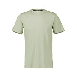 Rundhalsshirt Lerros, Herren, Gr. S, gr&uuml;n (bleached olive), Single Jersey, Obermaterial: 100% Baumwolle, unifarben, regular fit taillenbedeckt, Rundhals, Shirts Rundhalsshirt, mit Logo Stickerei