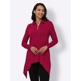 Langarmshirt "Longshirt", Damen, Gr. 48, rot (kirsche), 95% Viskose, 5% Elasthan, unifarben, Shirts Langarmshirt