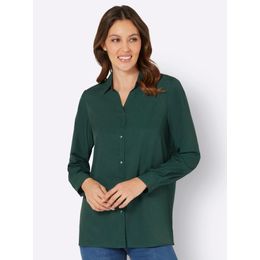 Longbluse Classic Basics, Damen, Gr. 46, gr&uuml;n (moos), 100% Polyester, unifarben, V-Ausschnitt, Blusen Longbluse
