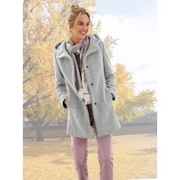 Langjacke Manisa, Damen, Gr. 44, grau (hellgrau, meliert), 75% Polyester, 25% Wolle, gemustert, Jacken Langjacke
