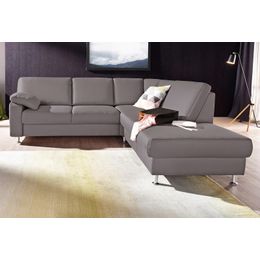 Sit & More Ecksofa SIT & MORE "Belfort L-Form", grau (hellgrau), B:243cm H:88cm T:218cm, Flachgewebe (100% Polyester);Luxus-Microfaser ALTARA NUBUCK (100% Polyester);Luxus-Microfaser (90% Polyester, 10% Polyamid), Sofas, Ecksofa, wahlweise mit Vorziehsitz und Bettkasten