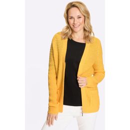 Cardigan Classic Basics, Damen, Gr. 54, gelb, 100% Polyacryl, unifarben, Strickjacken Cardigan