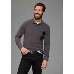 MAN'S WORLD Langarm-Poloshirt MAN'S WORLD "Neue Kollektion", Herren, Gr. 4XL (68/70), anthrazit melange, Piqu&eacute;, Obermaterial: 60% Baumwolle, 40% Polyester, meliert, Basic, schmal, angesetztes B&uuml;ndchen, Shirts Langarm-Poloshirt, schmale Passform, Langarm, mit Rei&szlig;verschlusstasche