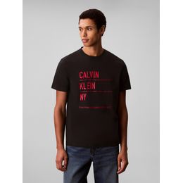 T-Shirt Calvin Klein Jeans "SS 30S EU CALVIN KLEIN NY GRAPHI", Herren, Gr. XL, schwarz, Web, Obermaterial: 100% Baumwolle, unifarben, regular fit normal, Rundhals, eingesetzt abgesteppte Kante, Shirts T-Shirt, Mit Rundhalsausschnitt, regular fit