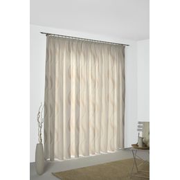 Vorhang WIRTH "Lupara" Gr. 1, beige, B:132cm H:145cm, Jacquard, Baumwolle, Polyester, Gardinen, Vorhang