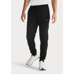 H.I.S. Sweathose H.I.S, Herren, Gr. 52/54 (L), N-Gr, schwarz, Sweatware, Obermaterial: 60% Baumwolle, 40% Polyester, unifarben, Basic, bequem lang, Hosen Sweathose, Jogginghose mit kleinem Logodruck, Topseller