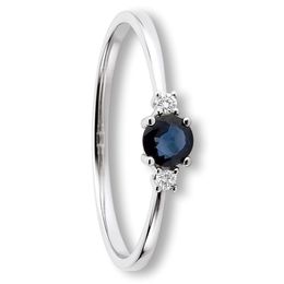 Diamantring ONE ELEMENT "0.03 ct Diamant Brillant Safir Ring aus 585 Wei&szlig;gold" Gr. 52, silber, Fingerringe, Damen, 52,mit Brillant, Wei&szlig;gold 585, Diamantring