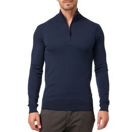 Troyer INDICODE "INAncona", Herren, Gr. L, blau (navy), Strick, Obermaterial: 80% Baumwolle, 20% Polyester, unifarben, regular fit, ohne Ausschnitt, Pullover Troyer