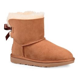 UGG Australia Winterboots UGG "K MINI BAILEY BOW II", M&auml;dchen, Gr. 13 (31), braun (chestnut), Lammfell, Veloursleder, Schuhe Winterboots, Schlupfboots, Winterstiefel, Snowboots mit Warmfutter