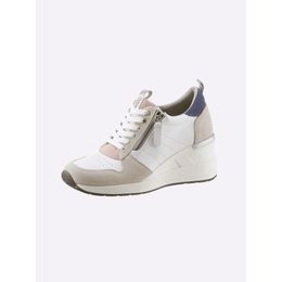 Sneaker Heine, Damen, Gr. 37, wei&szlig; (wei&szlig;, pastell), Glattleder, Leder, Veloursleder, Schuhe Sneaker