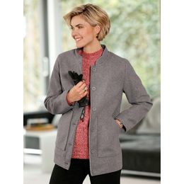 Walkjacke Classic Basics, Damen, Gr. 38, grau (graphit, meliert), 100% Polyester, meliert, Jacken Walkjacke