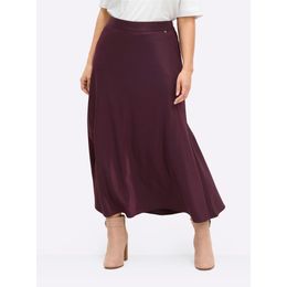 Faltenrock sheego, Damen, Gr. 50, burgund, 74% Viskose, 26% Polyester, unifarben, lang, R&ouml;cke Faltenrock