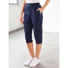 Caprihose, Damen, Gr. 46, Normalgr&ouml;&szlig;en, blau (marine), 100% Polyester, unifarben, knielang, Hosen Caprihose