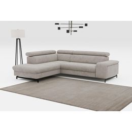 Ecksofa COTTA "Emma L-Form, B: 262 cm", grau (elephant), B:262cm H:97cm T:215cm, Sofas, Ecksofa, mit Kopfteilverstellung, optional Bettfunktion & Bettkasten