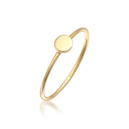 Silberring Elli Premium "Ring Pl&auml;ttchen Runde Form Statement 375 Gelbgold" Gr. 56, gold, Fingerringe, Damen, 56, Gelbgold 375, Silberring