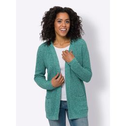 Cardigan Classic Basics, Damen, Gr. 46, gr&uuml;n (smaragd, meliert), 100% Baumwolle, meliert, Strickjacken Cardigan