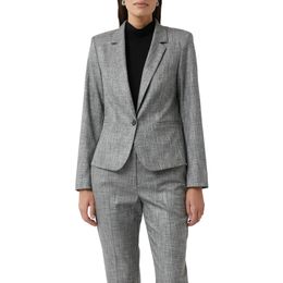 Jackenblazer comma, Damen, Gr. 44, grau (mid grau), Web, Obermaterial: 53% Viskose, 45% Polyester, 2% Elasthan, meliert, tailliert h&uuml;ftbedeckend, tiefer V-Ausschnitt, Blazer Jackenblazer, meliert, mit 1-Knopf-Verschluss