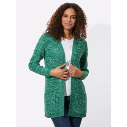 Strickjacke Casual Looks, Damen, Gr. 46, gr&uuml;n (gr&uuml;n, meliert), 54% Baumwolle, 46% Polyacryl, meliert, unifarben, Strickjacken Strickjacke
