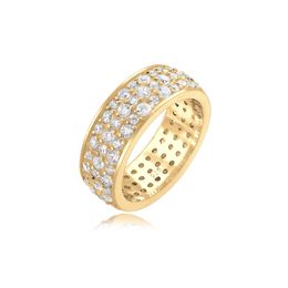 Silberring Elli Premium "Ring Microsetting Zirkonia Wei&szlig; 925 Sterling Silber" Gr. 54, gold, Fingerringe, Damen, 54, Silber 925 (Sterlingsilber), Silberring
