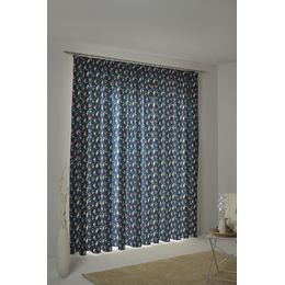 Vorhang Adam "Space" Gr. 4, blau (dunkelblau), B:145cm H:245cm, Jacquard, Baumwolle (Bio-Baumwolle), Gardinen, Vorhang, aus 100% Bio-Baumwolle