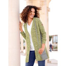 Strickjacke Casual Looks, Damen, Gr. 48, gr&uuml;n (schilf, meliert), 54% Baumwolle, 46% Polyacryl, meliert, unifarben, Strickjacken Strickjacke