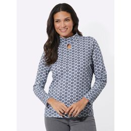 3/4-Arm-Shirt Classic Basics "Shirt", Damen, Gr. 56, blau (marine, ecru, bedruckt), 100% Baumwolle, gemustert, mehrfarbig, Shirts 3/4-Arm-Shirt