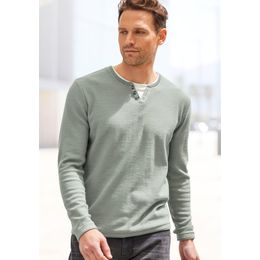 H.I.S. Strickpullover H.I.S, Herren, Gr. M (48/50), gr&uuml;n (salbei), Feinstrick, Obermaterial: 60% Baumwolle, 40% Polyester, unifarben, regular fit normal, Rundhals, Rollkanten, Pullover Strickpullover, Pullover mit hochwertiger Halslochverarbeitung in double-layer Optik, Topseller