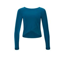 Langarmshirt WINSHAPE "Cropped Functional Light and Soft", Damen, Gr. XS, teal gr&uuml;n, 85% Polyester, 15% Elasthan, Rundhals, Shirts Langarmshirt, Overlap-Applikation