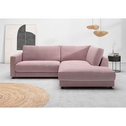 Ecksofa Home Affaire "Ecksofa Jiro, L-Form, gro&szlig;e Sitztiefe, Breite 252 cm", rosewood, B:252cm H:85cm T:224cm, 100% Polyester, Sofas, Ecksofa, lose Sitz- & R&uuml;ckenkissen, weicher Polsteraufbau, komfortabel & modern