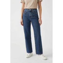 Straight-Jeans Pepe Jeans "UHW &ndash; Ultra High Waist", Damen, Gr. 32, L&auml;nge 30, mid blau, Denim/Jeans, Obermaterial: 99% Baumwolle, 1% Elasthan, straight fit lang, Jeans Straight-Jeans, mit hohem Bund