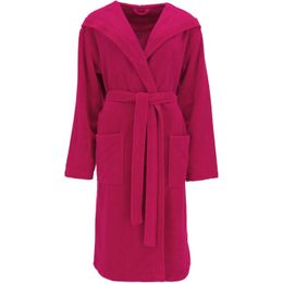 Unisex-Bademantel Vossen "Lynn, ideal f&uuml;r Sauna & Spa, Hotelbademantel, Morgenmantel" Gr. XS, lila (cranberry), L:120cm, Wirkvelours, Hausm&auml;ntel, Unisex-Bademantel