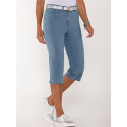 Caprijeans Classic Basics, Damen, Gr. 54, Normalgr&ouml;&szlig;en, blau (blau, bleached), 81% Baumwolle, 17% Polyester, 2% Elasthan, unifarben, 3/4-L&auml;nge, Jeans Caprijeans