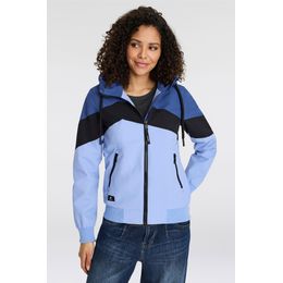 Funktionsjacke Ragwear "NUGGIE OMBRE O", Damen, Gr. M, blau, Web, Obermaterial: 100% Polyester, kontrastfarbene Details, mehrfarbig, figurbetont taillenlang, Rippb&uuml;ndchen, Jacken Funktionsjacke, &Uuml;bergangsjacke aus wasserabweisendem Material