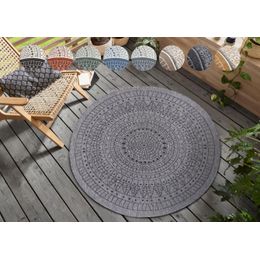 Teppich Hanse Home "Porto Wendeteppich", blau (nachtblau, silberfarben), H:5mm &Oslash;:240cm, Kunstfaser, Teppiche, Teppich, In-& Outdoor, Wetterfest, Balkon, Garten, Wohnzimmer, Wasserfest