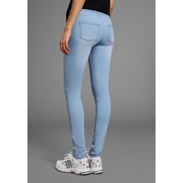 Jeansjeggings Arizona, Damen, Gr. 44, N-Gr, blau (bleached), Denim/Jeans, Obermaterial: 63% Baumwolle, 32% Polyester, 5% Elasthan, unifarben, Basic, skinny fit normal, Jeans Jeansjeggings, skinny