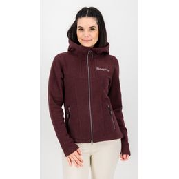 Strickfleecejacke DEPROC Active "GLORY MAY", Damen, Gr. 40 (M), lila (berry), 100% Polyester, figurbetont, gerader Abschluss, Jacken Strickfleecejacke, mit 2-Wege-Rei&szlig;verschluss
