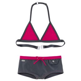 Triangel-Bikini Buffalo, M&auml;dchen, Gr. 158/164, N-Gr, grau (grau, pink), Polyamid, kontrastfarbene Details, Bikini-Sets Triangel-Bikini, mit trendiger Hotpants