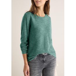 Rundhalspullover Cecil, Damen, Gr. S (38), smoky gr&uuml;n heather melange, Strick, Obermaterial: 60% Baumwolle, 40% Polyester, meliert, regular fit normal, Rundhals, gerader Abschluss, Pullover Rundhalspullover, mit Struktur, Topseller