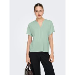Kurzarmshirt Only "ONLFREE LIFE S/S SPLIT TOP JRS", Damen, Gr. XS, jadeite, Jersey, Obermaterial: 70% Modal, 30% Polyester, unifarben, regular fit normal, V-Ausschnitt, Shirts Kurzarmshirt, Materialmix, regular fit