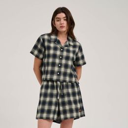 T-Shirt Santa Cruz "CLASSIC CHECK CROP SHIRT", Damen, Gr. S (8), gr&uuml;n (navy, gr&uuml;n check), Obermaterial: 100% Baumwolle, Shirts T-Shirt