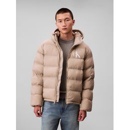 Steppjacke Calvin Klein Jeans "LS NYLON MONOGRAM PUFFER JKT", Herren, Gr. L, gr&uuml;n (vintage khaki), Web, Obermaterial: 100% Polyamid, unifarben, regular fit normal, Rundhals, eingesetzt gerader Abschluss, Jacken Steppjacke, Mit Rundhalsausschnitt, regular fit